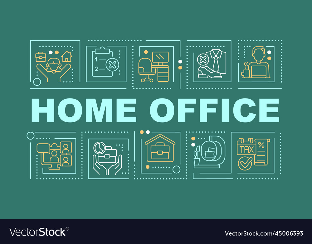 Home office word concepts dark green banner Vector Image
