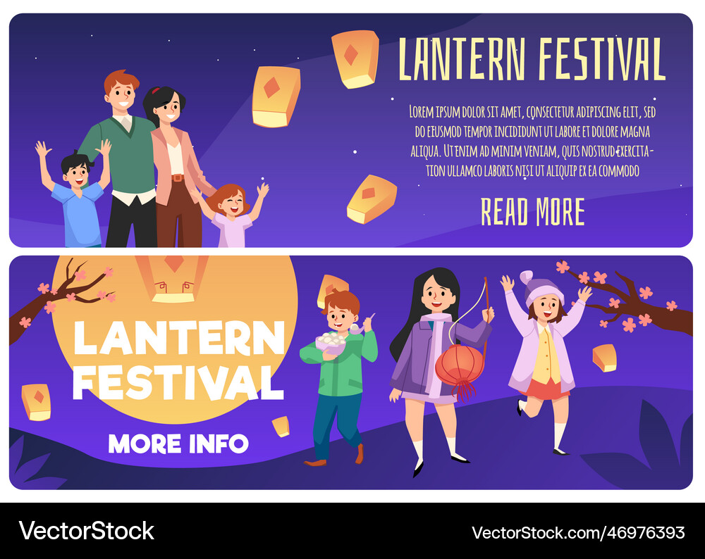 Lantern festival advertising web banners set Vector Image