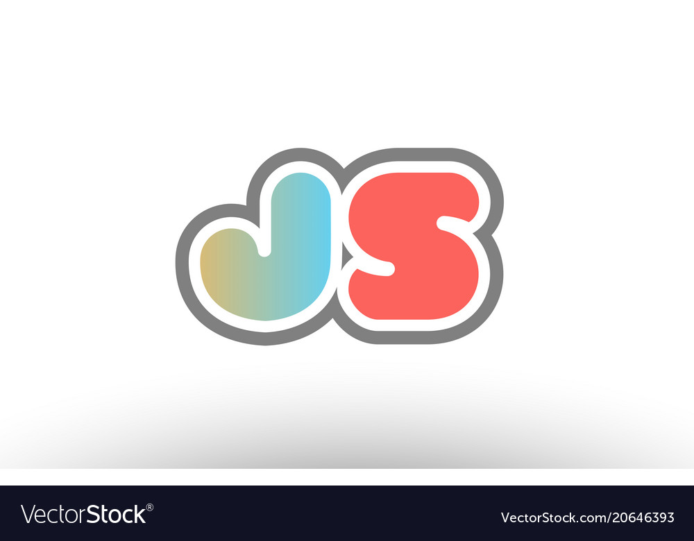 Orange pastel blue alphabet letter js j s logo Vector Image