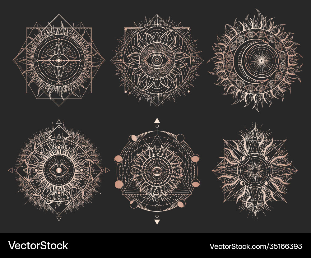 Set sacred symbols and geometry figures Royalty Free Vector