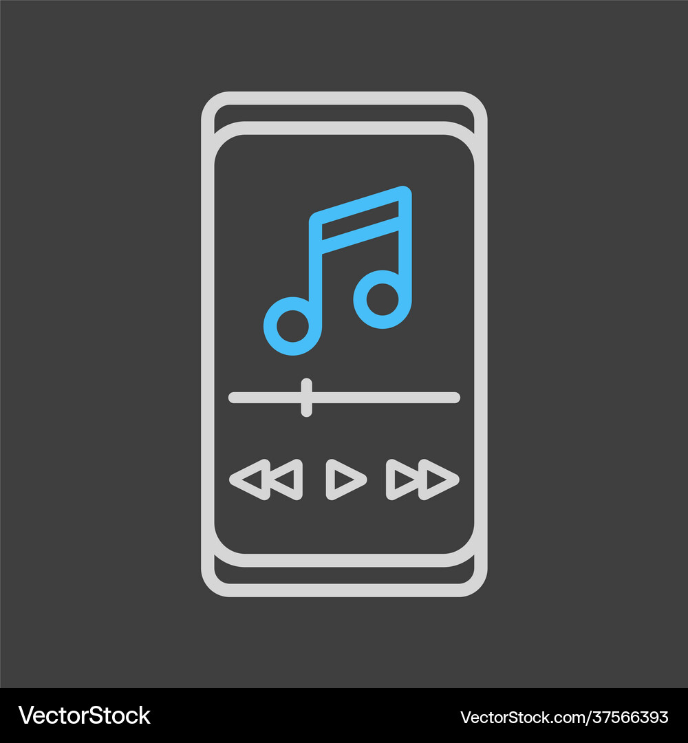 Smartphone with music player app icon Royalty Free Vector