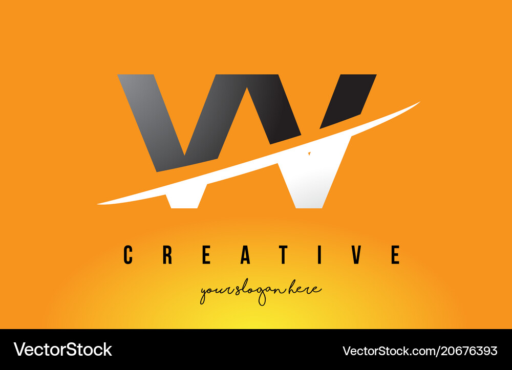 Vv v letter modern logo design with yellow Vector Image