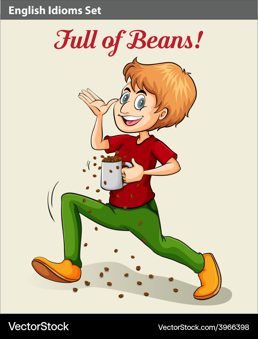 A man full of beans Royalty Free Vector Image - VectorStock