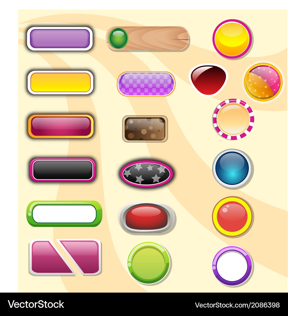 Button set of colorful glossy Royalty Free Vector Image