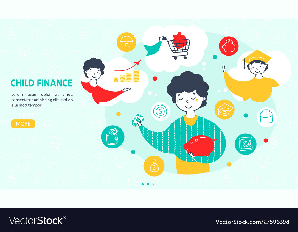 Child finance guide landing page template Vector Image Child finance guide landing page template Vector Image