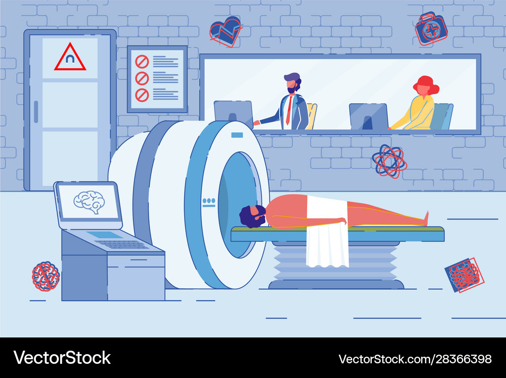 Doctors scan patients body on mri or mrt machine Vector Image