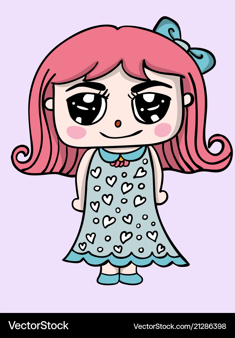 Girl cute character design Royalty Free Vector Image