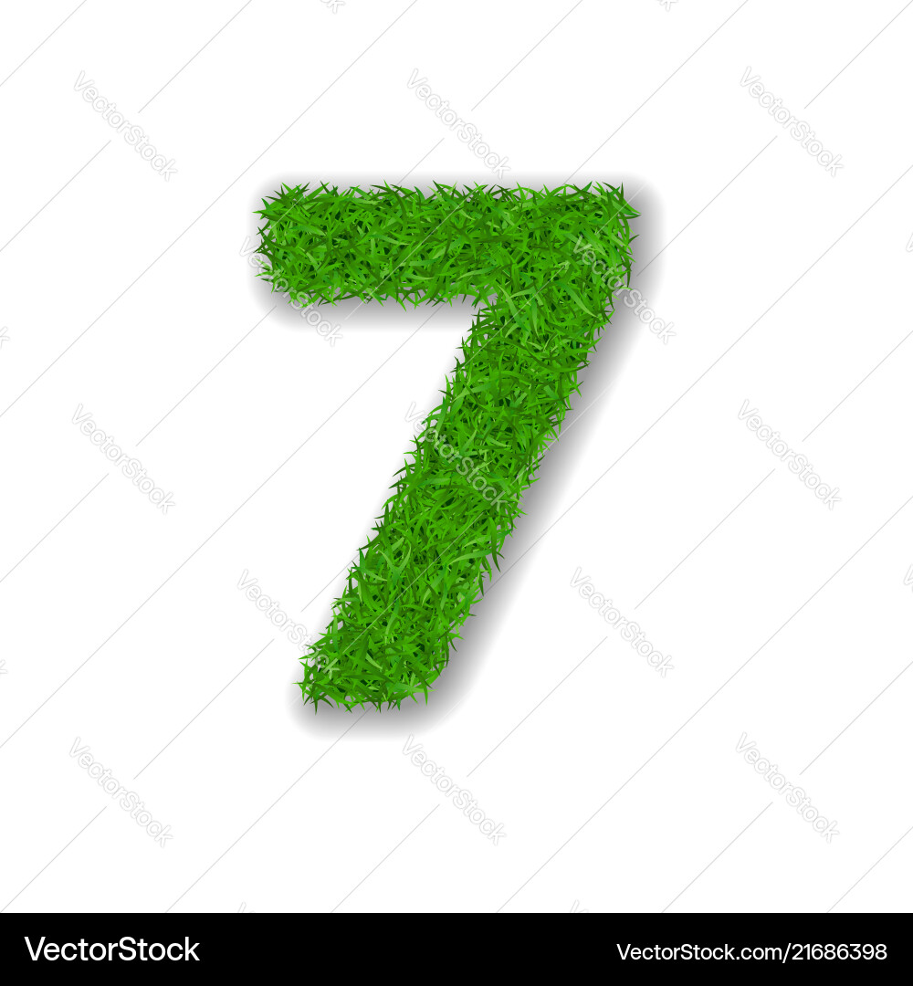 Grass number seven green 3d 7 isolated Royalty Free Vector