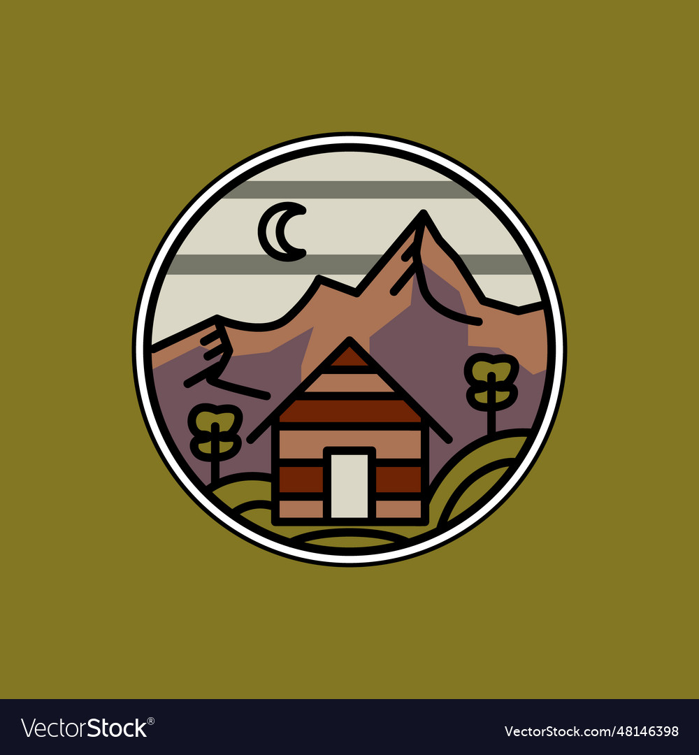 Mountain and forest cabin for adventure graphic Vector Image