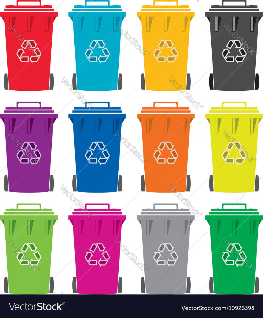 Recycling wheelie bin icons Royalty Free Vector Image Recycling wheelie bin icons Royalty Free Vector Image