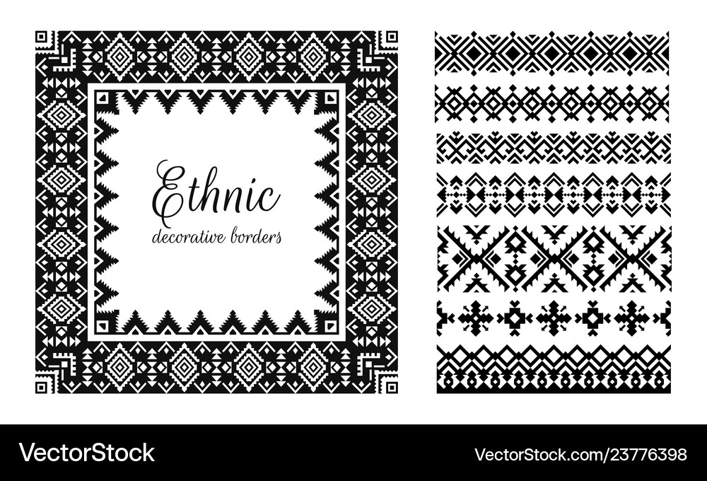 Set of ethnic decorative elements in geometric Vector Image