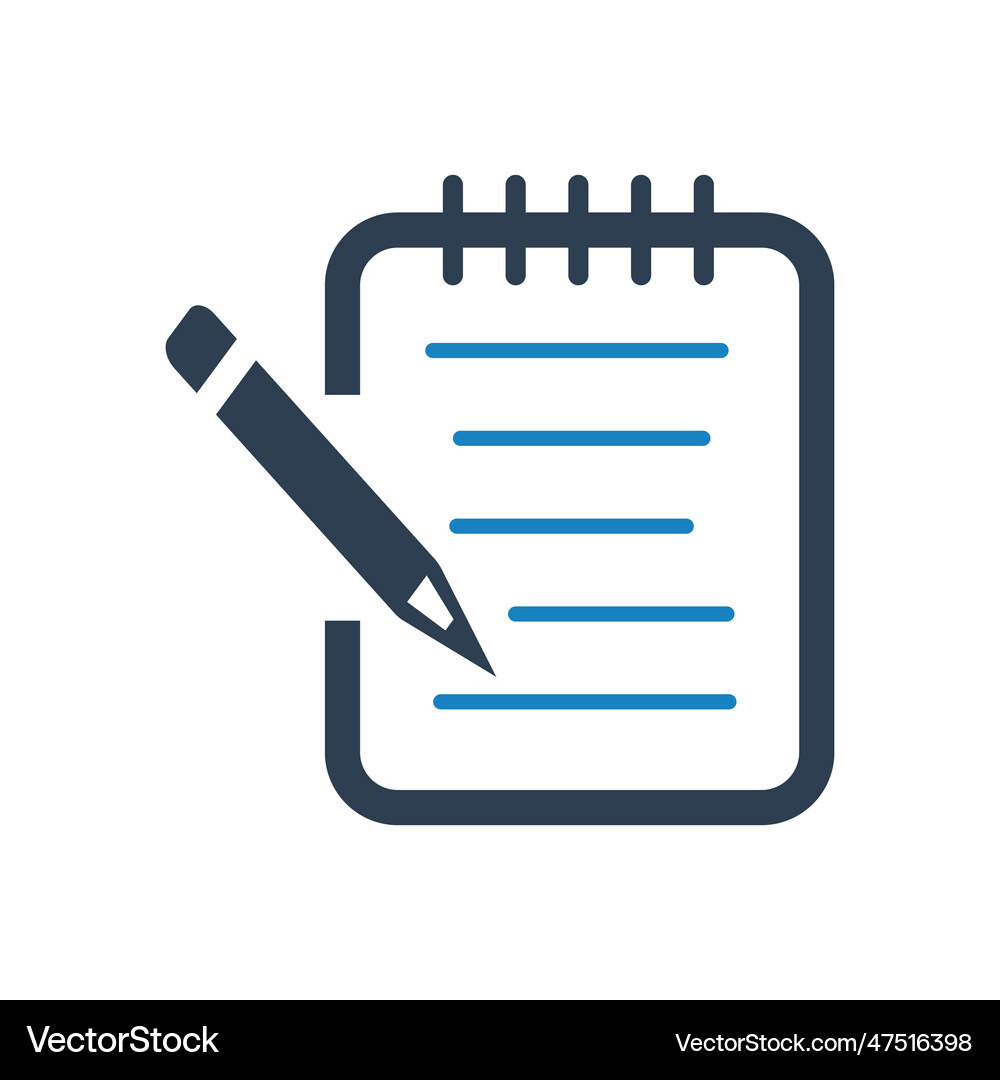 Writing pad icon pad with pencil free Royalty Free Vector