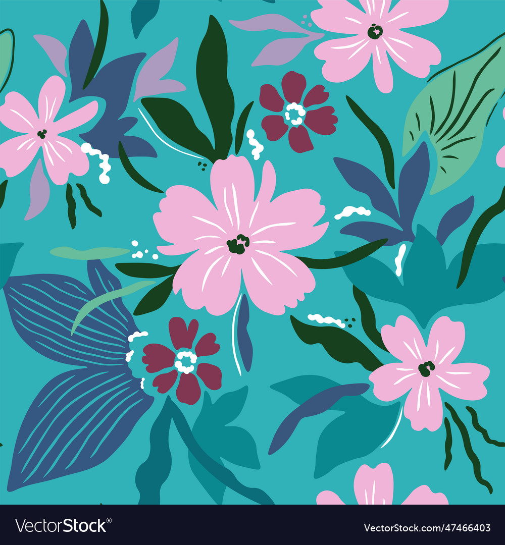 Abstract seamless floral pattern with large pink Vector Image