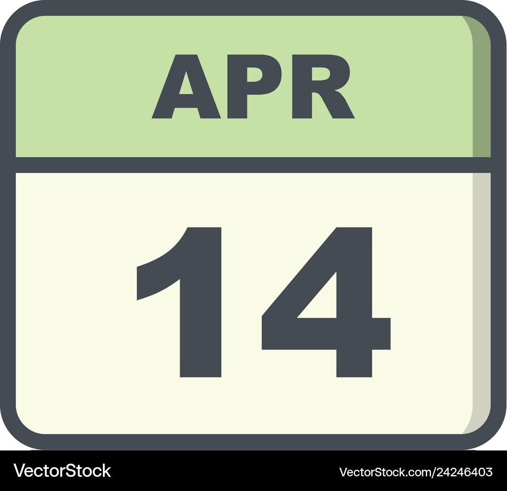 April 14th date on a single day calendar Vector Image