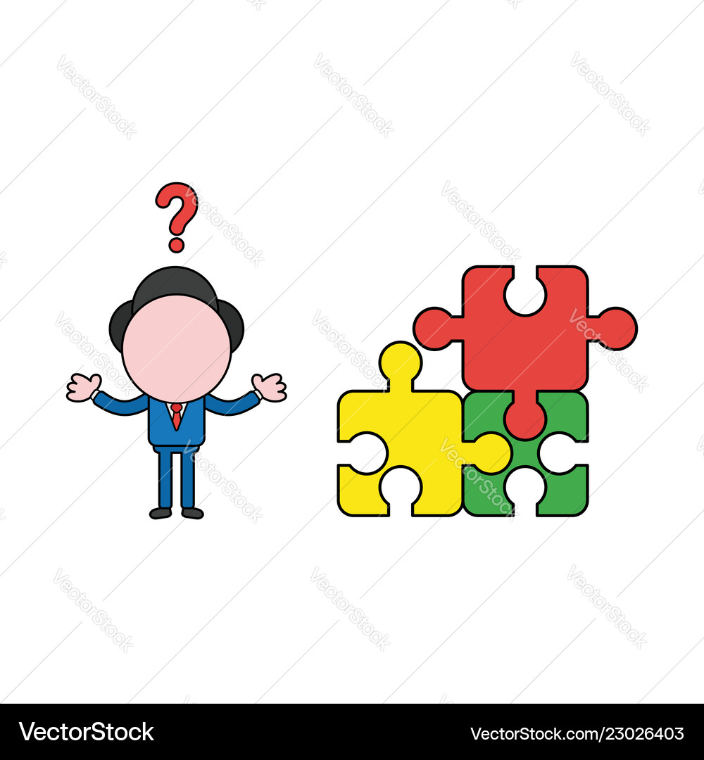 Businessman character confused with three Vector Image