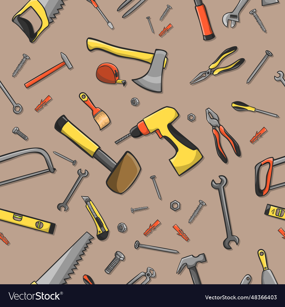 Carpenter tools seamless pattern Royalty Free Vector Image