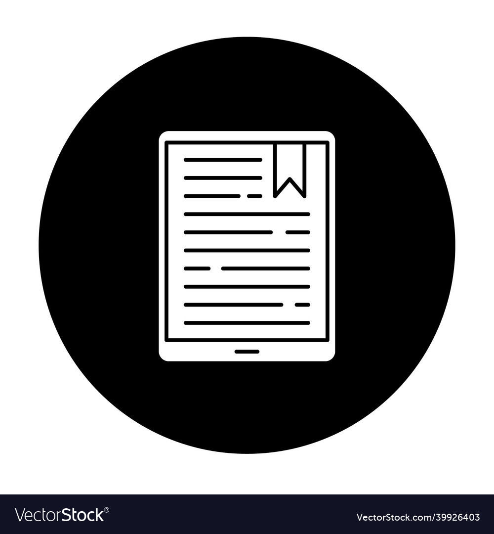 Handheld e-reader glyph icon e-book electronic Vector Image
