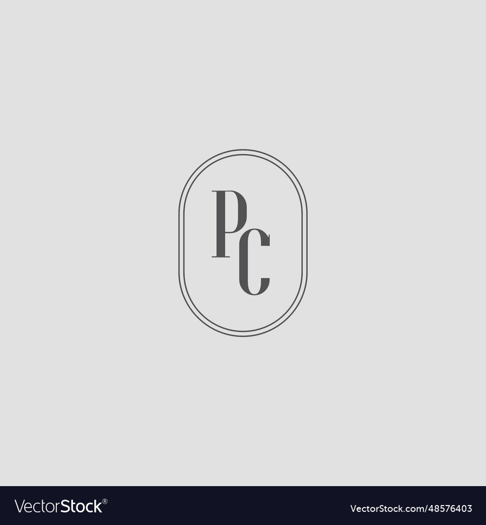 Initial pc wedding monogram logo design Royalty Free Vector
