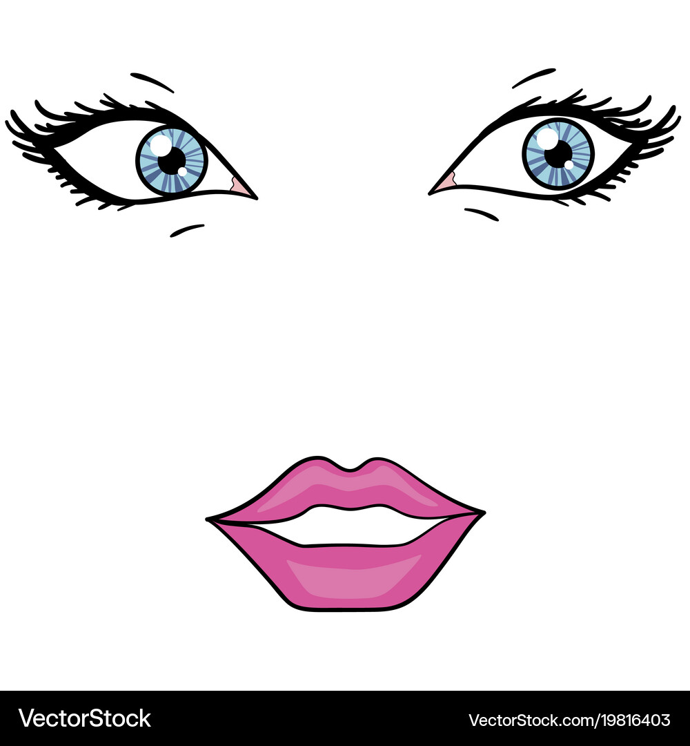 Object on white background eyes and lips of a Vector Image