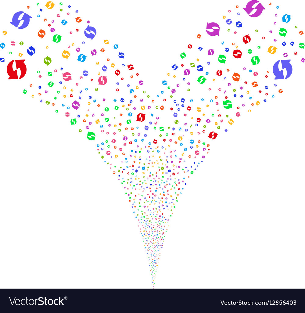 Refresh double fireworks stream Royalty Free Vector Image