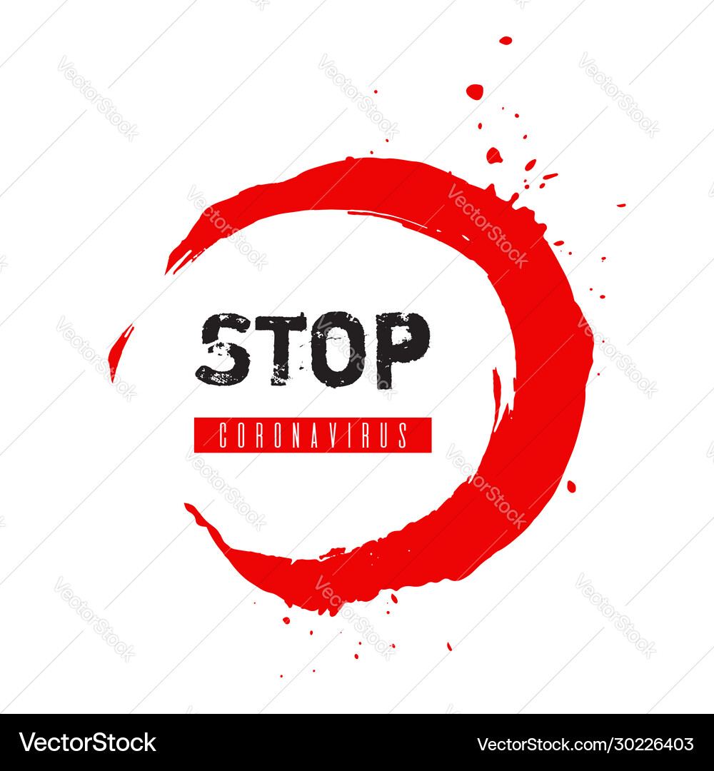 Stop coronavirus ink watercolor icon Royalty Free Vector