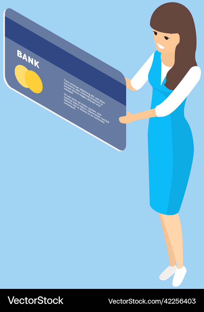 Woman using credit or debit card for banking Vector Image
