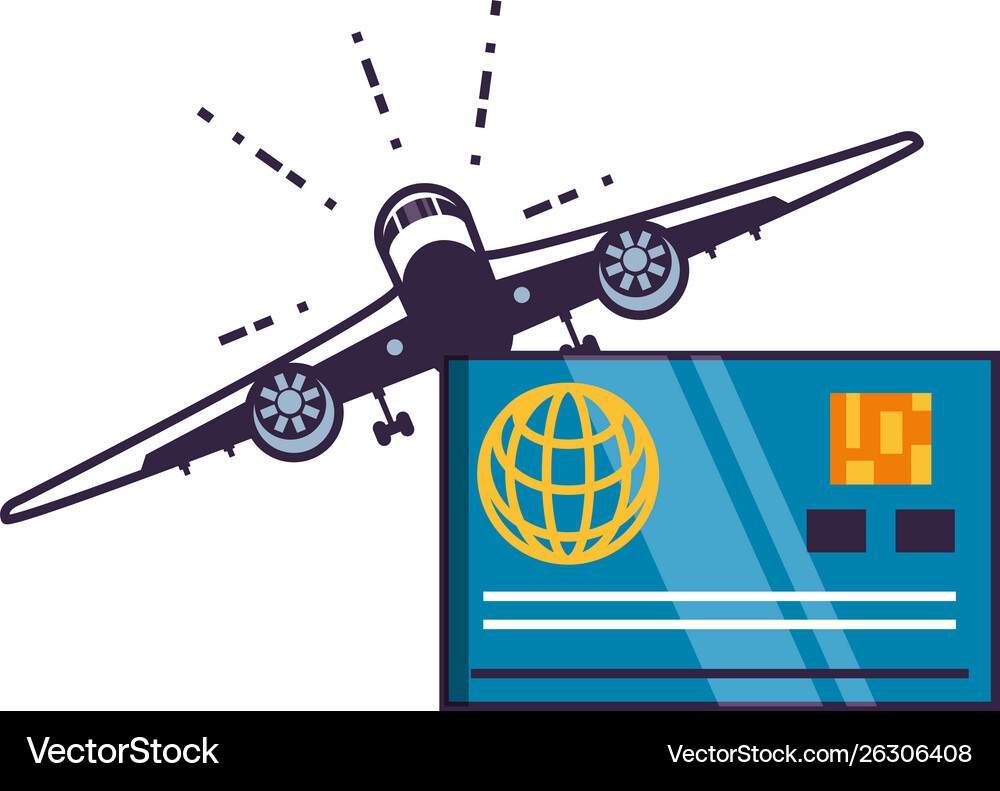 Airplane flying with credit card Royalty Free Vector Image