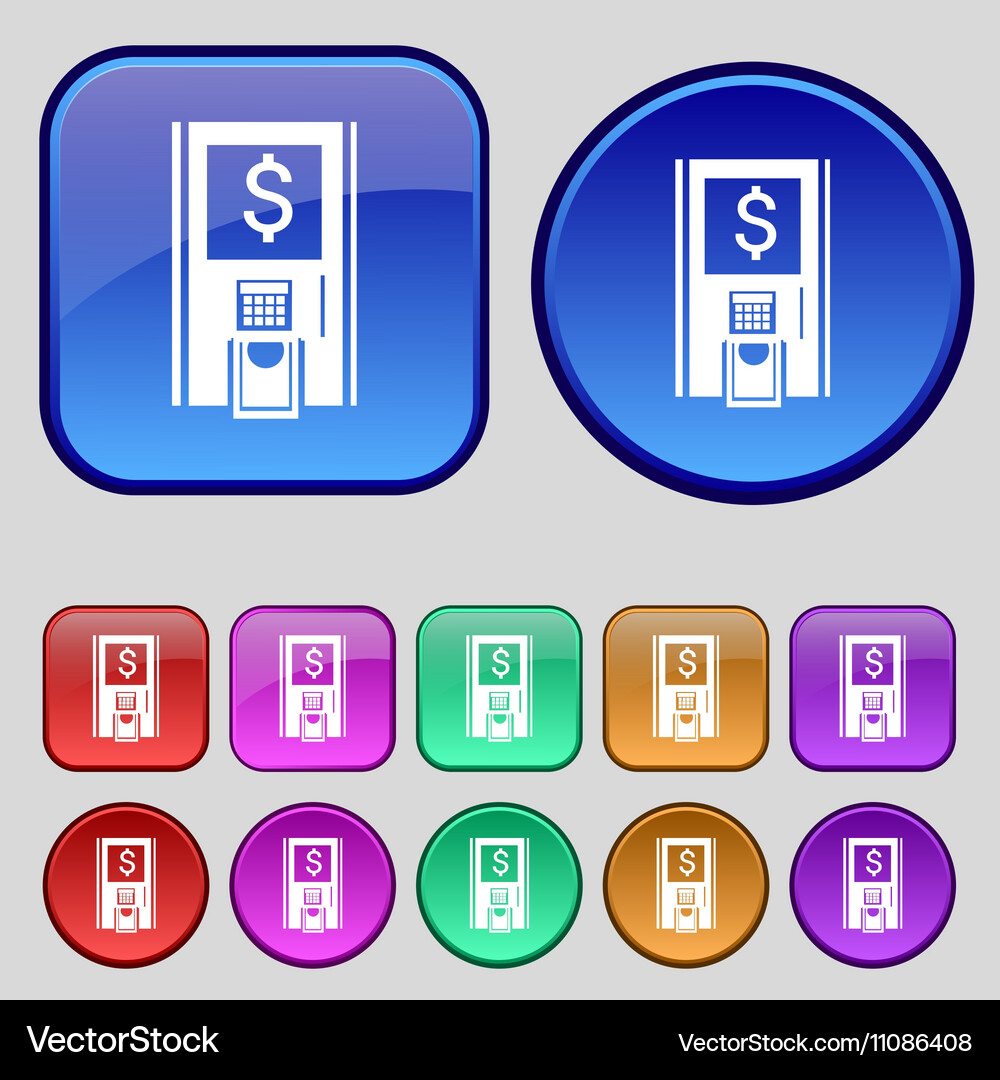 Atm icon sign a set twelve vintage buttons Vector Image