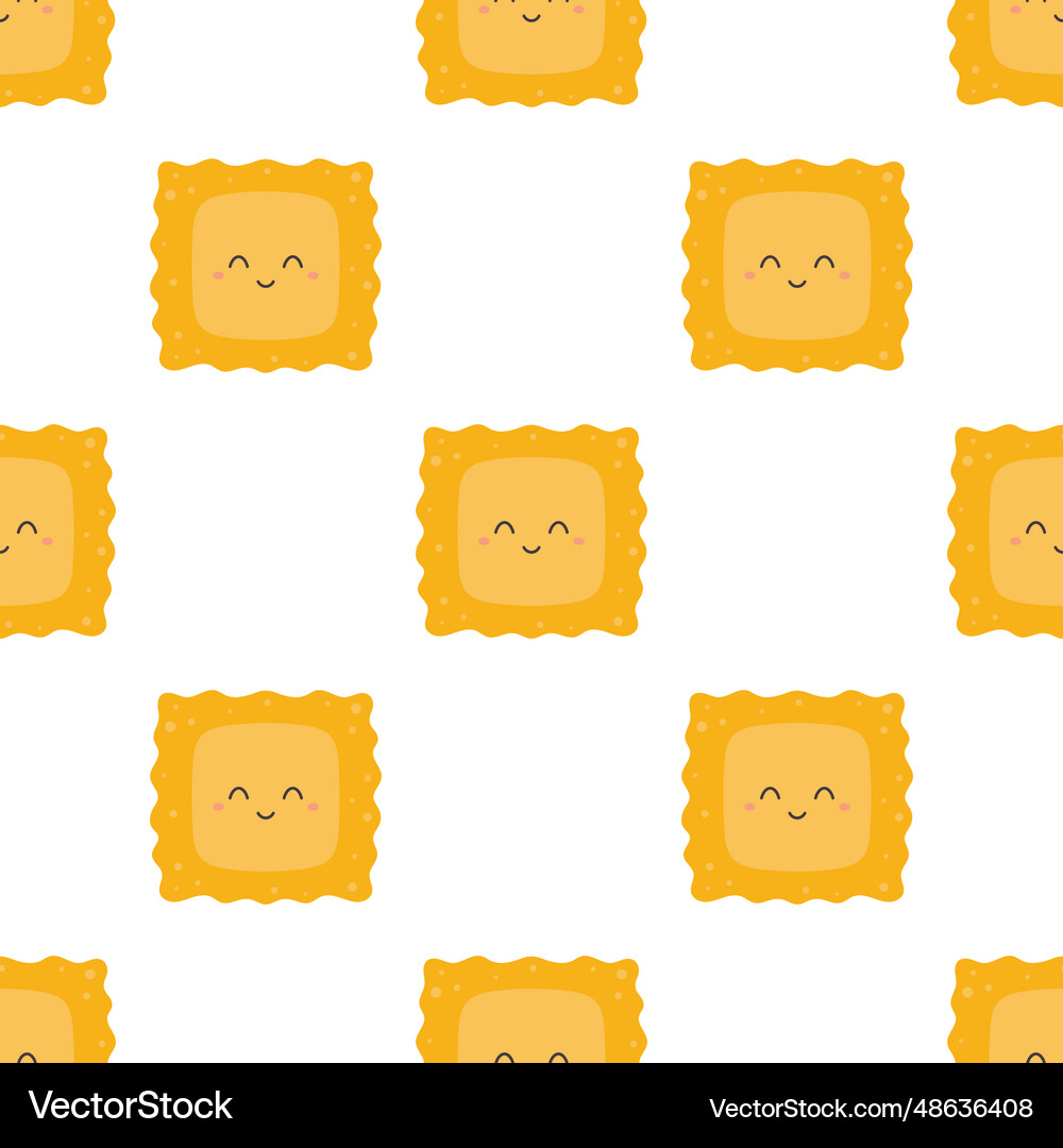 Cartoon seamless pattern of ravioli Royalty Free Vector