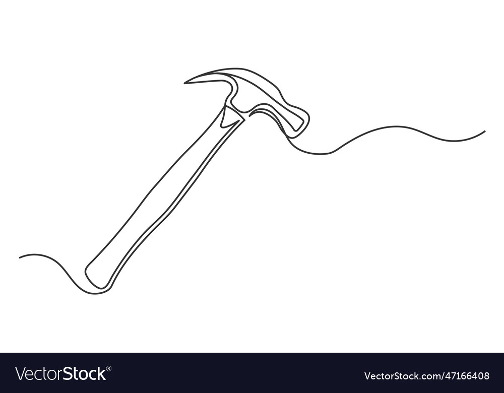 Continuous one line hammer Royalty Free Vector Image