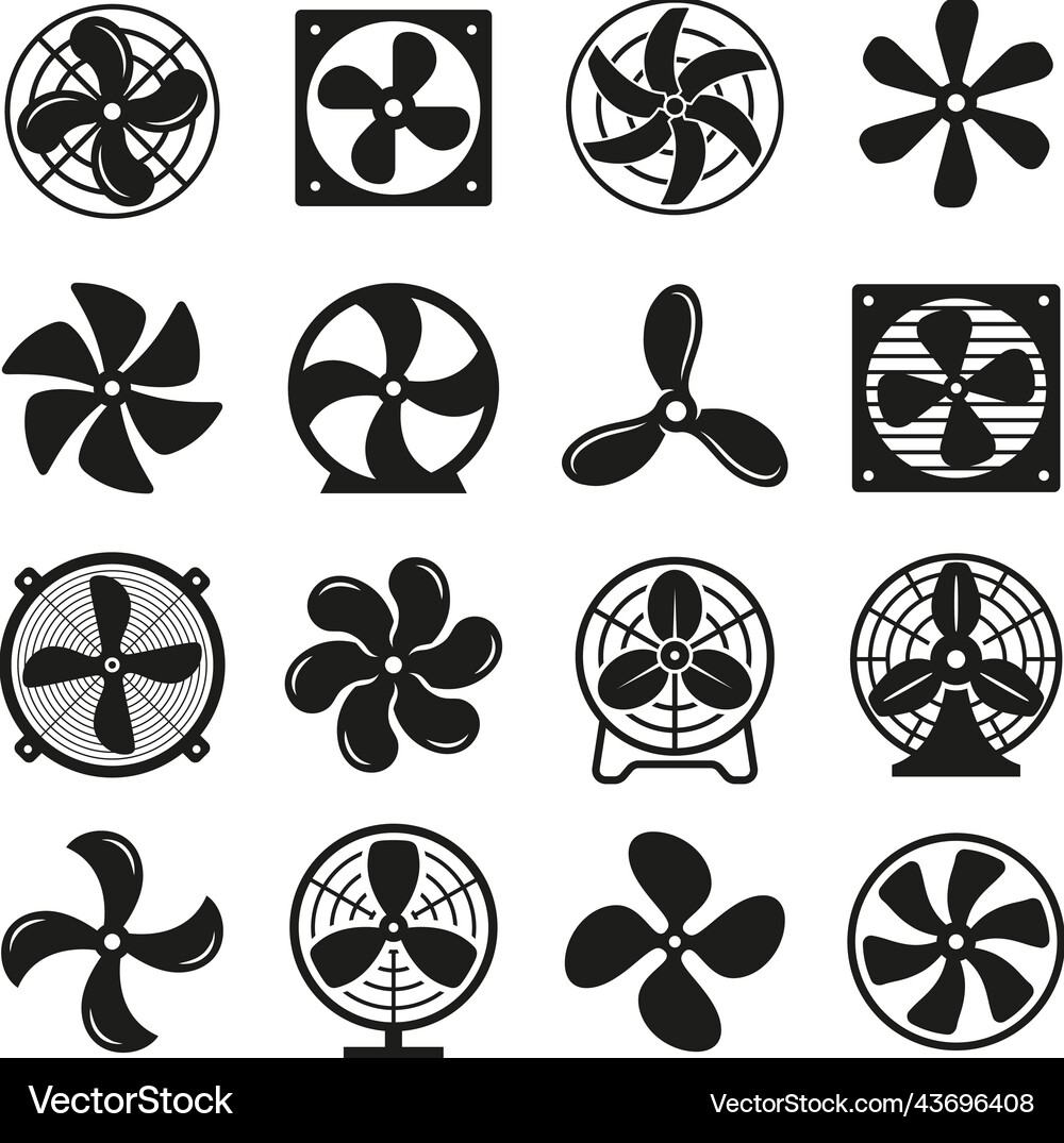 Cooling fan icons small cold industrial Royalty Free Vector