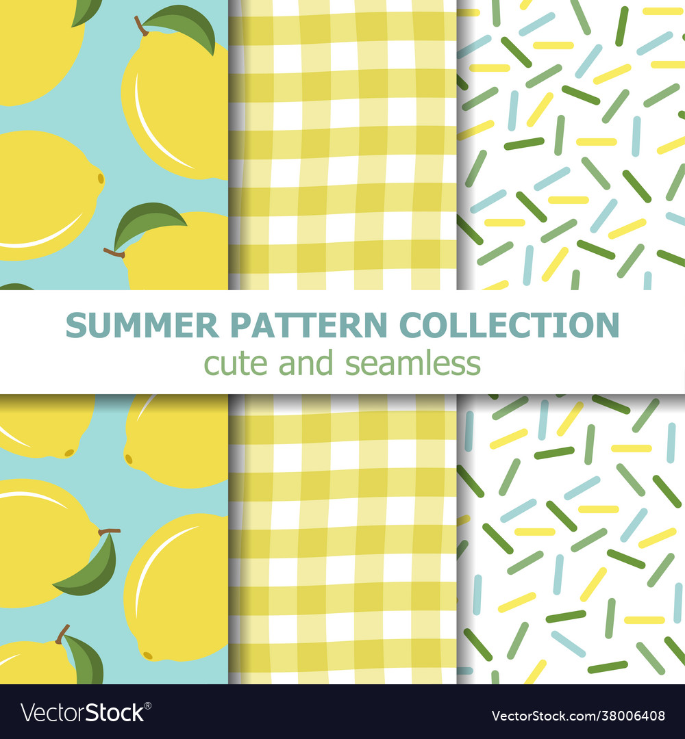 Cute summer pattern collection lemon theme Vector Image