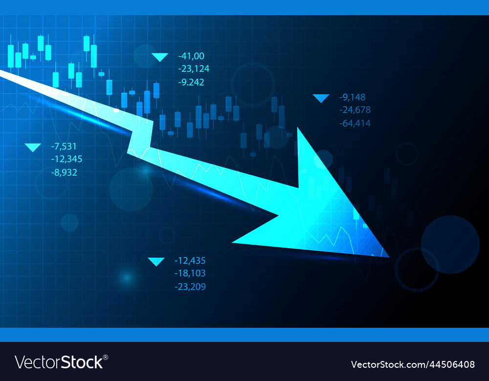Down arrow negative candle graph chart Royalty Free Vector