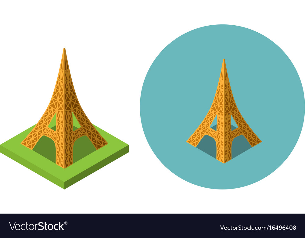 Eiffel tower icons in flat isometric style Vector Image