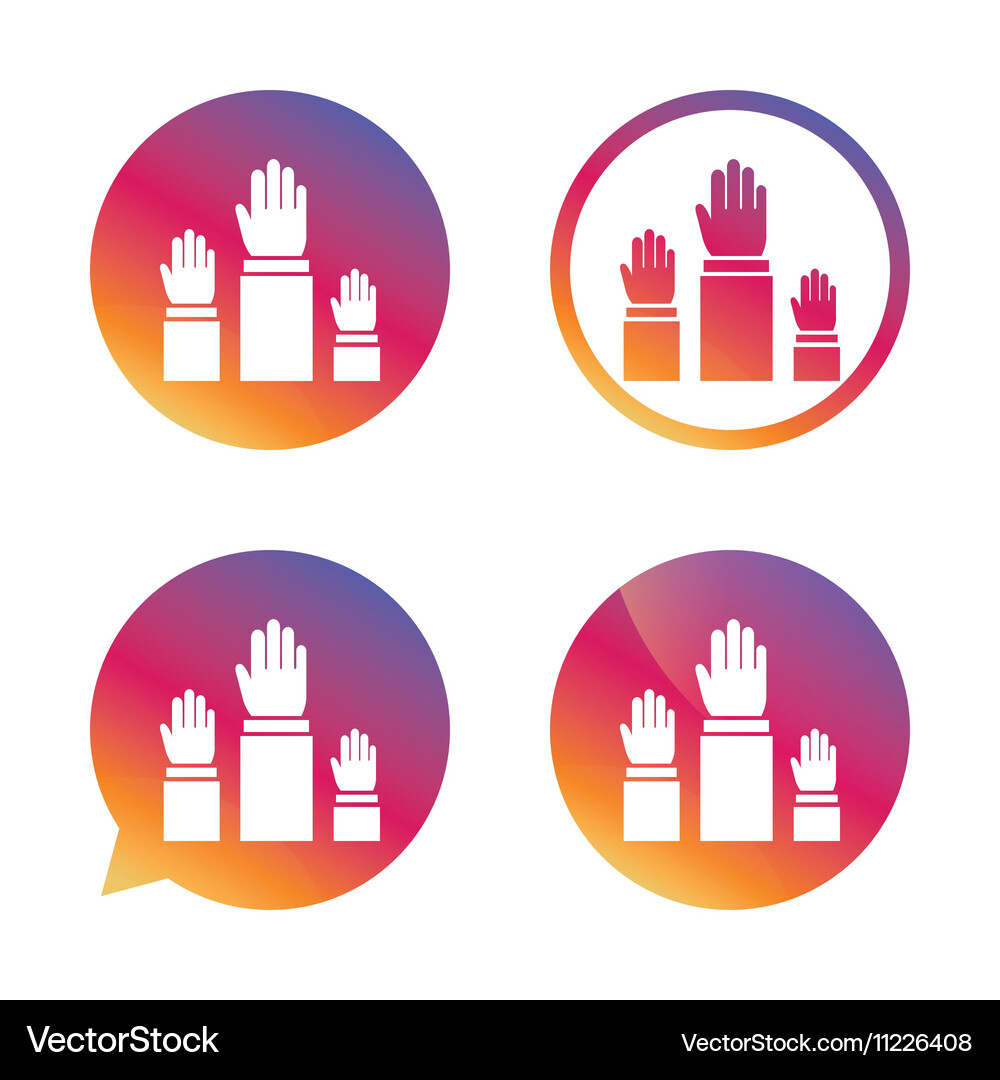Election or voting sign icon hands raised up Vector Image