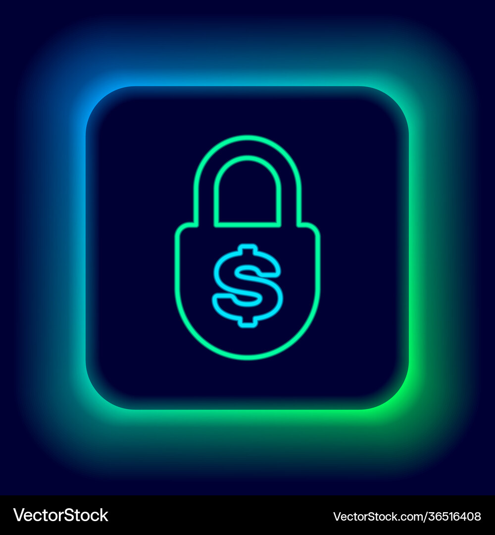Glowing neon line money lock icon isolated Vector Image
