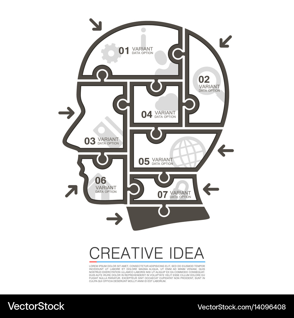 Head of puzzles info art Royalty Free Vector Image