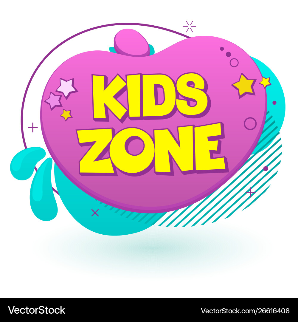 Kids zone label text banner sign Royalty Free Vector Image