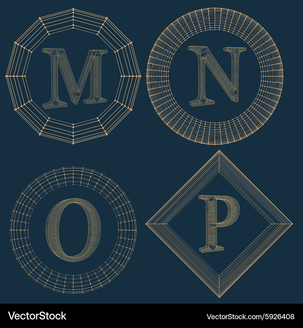 Letter fonts of mesh Royalty Free Vector Image