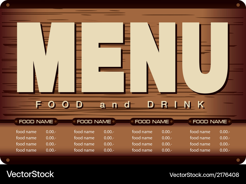 Menu woode background design Royalty Free Vector Image