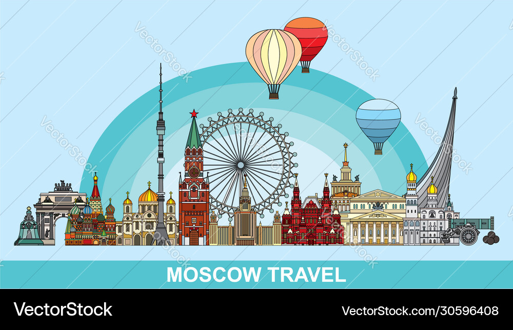 Moscow colorful line art 3 Royalty Free Vector Image