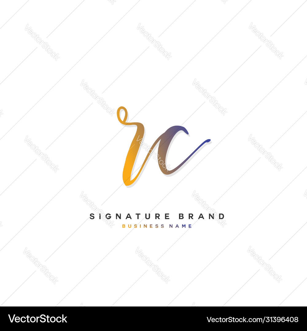 R c rc initial letter handwriting and signature Vector Image