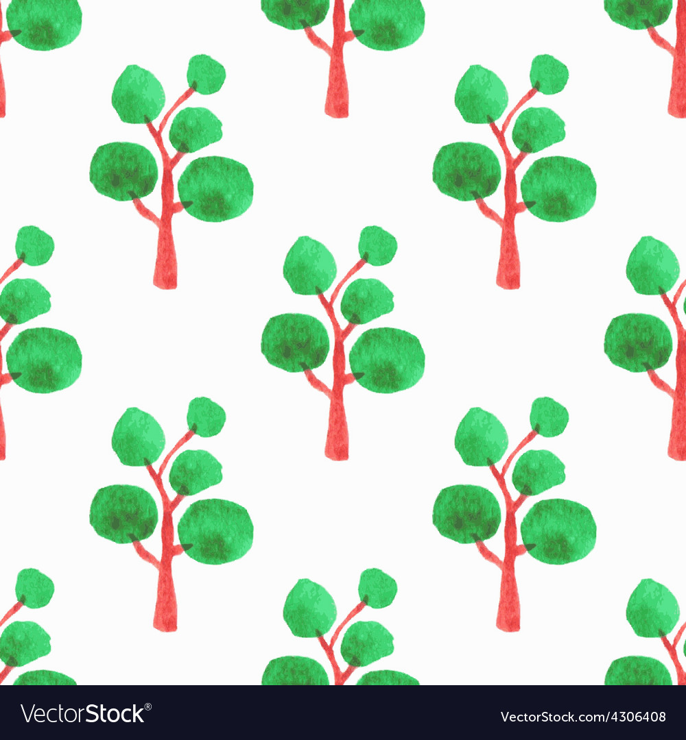 Seamless pattern with trees hand-drawn background Vector Image