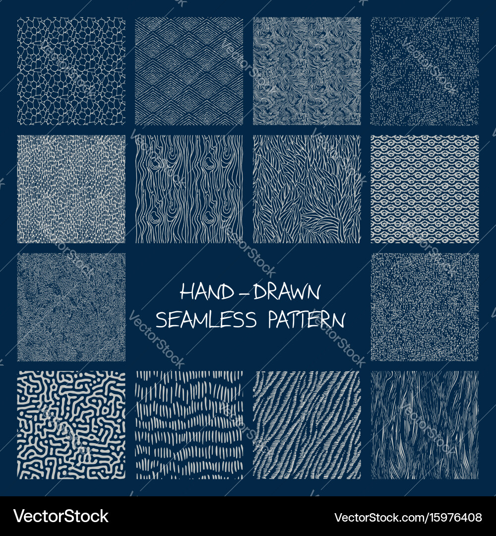 Set of hand drawn marker and ink patterns Vector Image