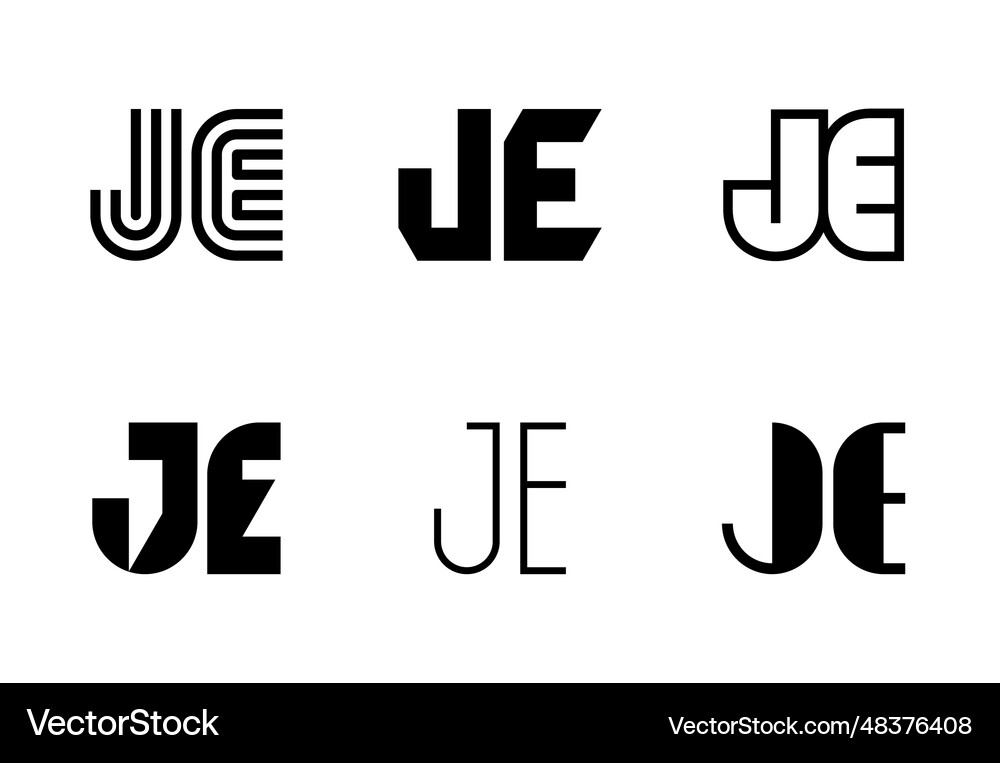 Set of letter je logos Royalty Free Vector Image