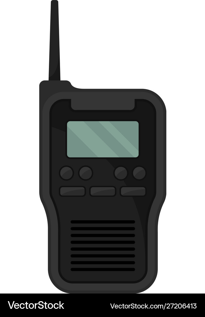 Black walkie talkie with antenna and display Vector Image