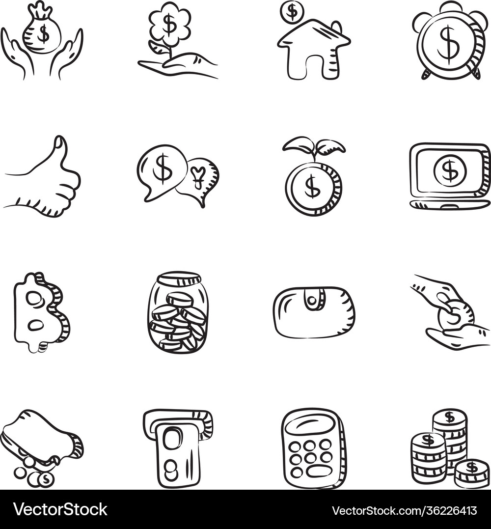 Business and finance hand drawn pack Royalty Free Vector
