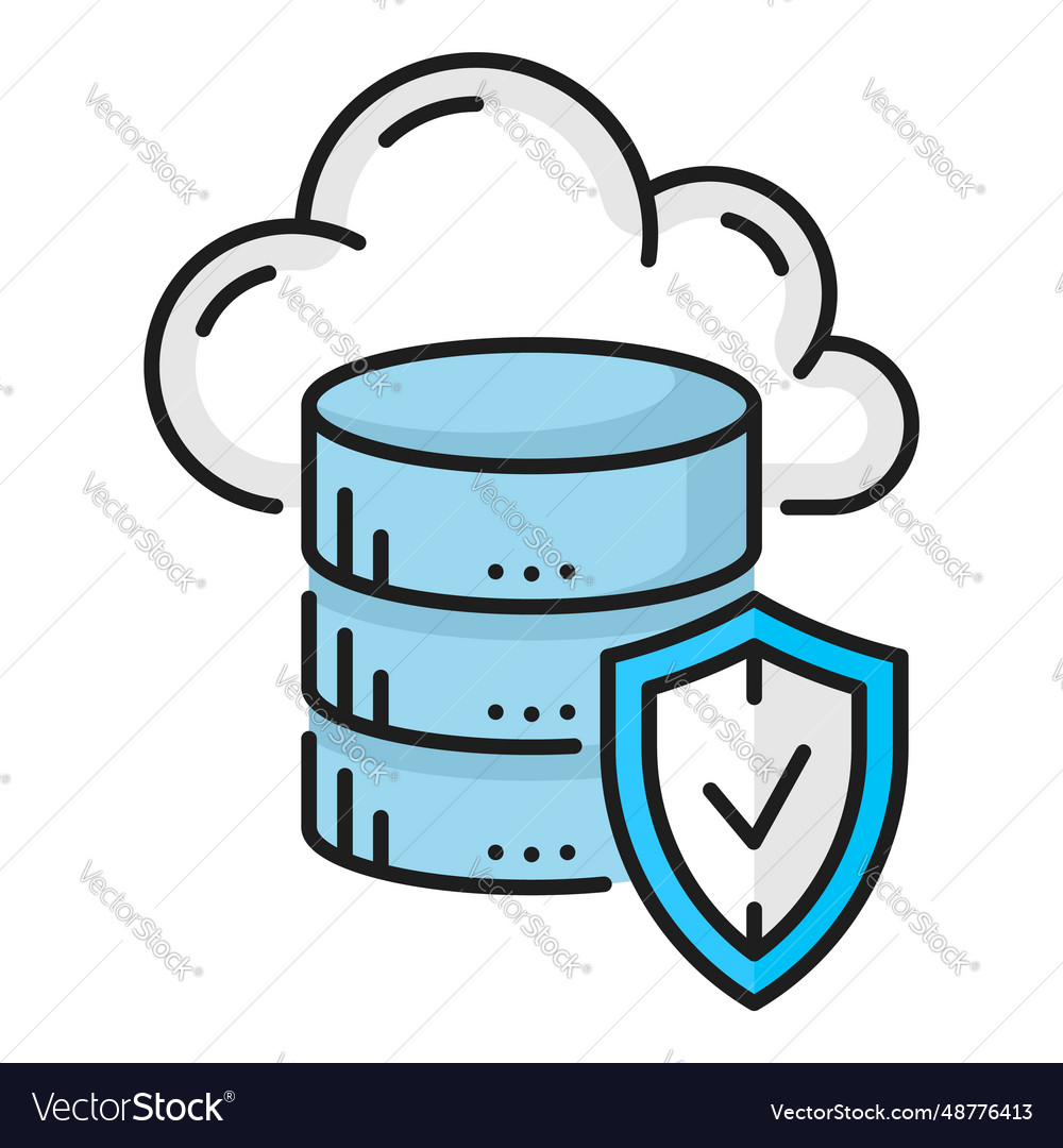 Color Database Network Server Cloud Storage Icon Vector Image