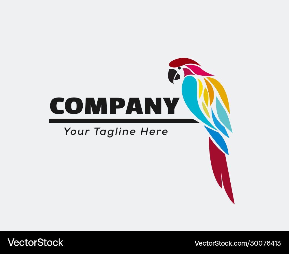 Colors parrots art alighted logo design Royalty Free Vector
