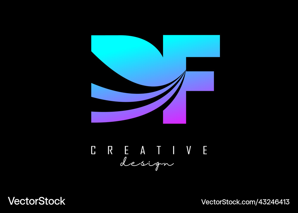 Creative colorful letters df d f logo Royalty Free Vector